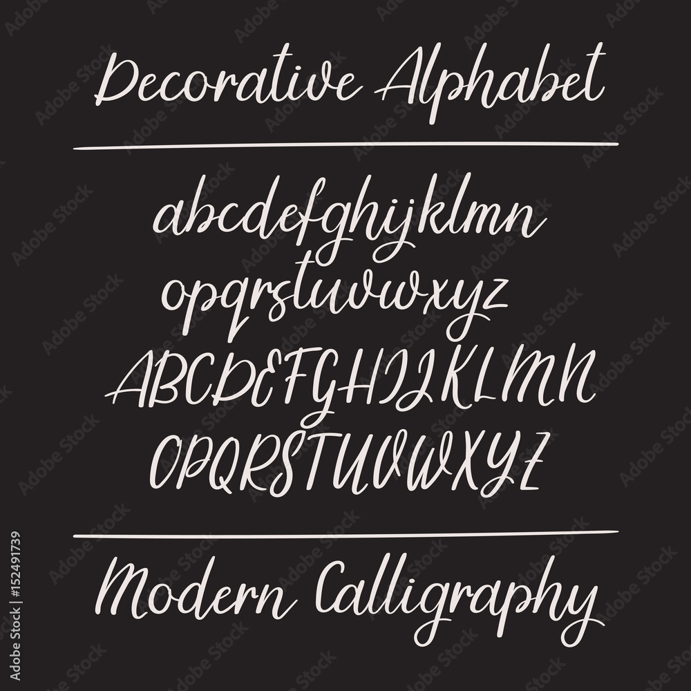 Modern calligraphy alphabet. Handwritten brush letters. Uppercase ...