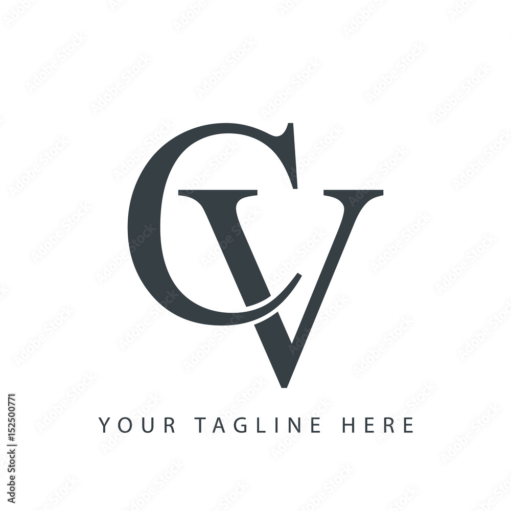 Initial Letter CV Design Logo Stock Vector | Adobe Stock