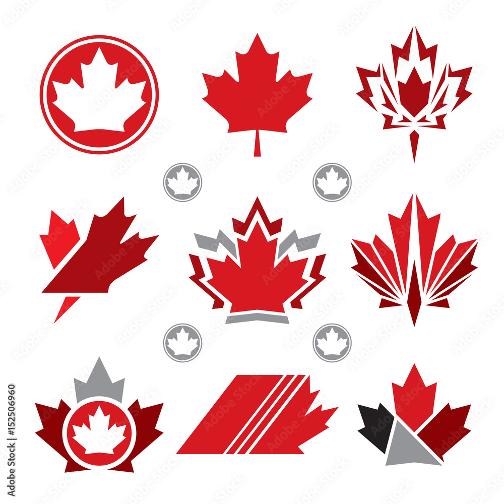 Maple Leaf Icons Stock Vector | Adobe Stock