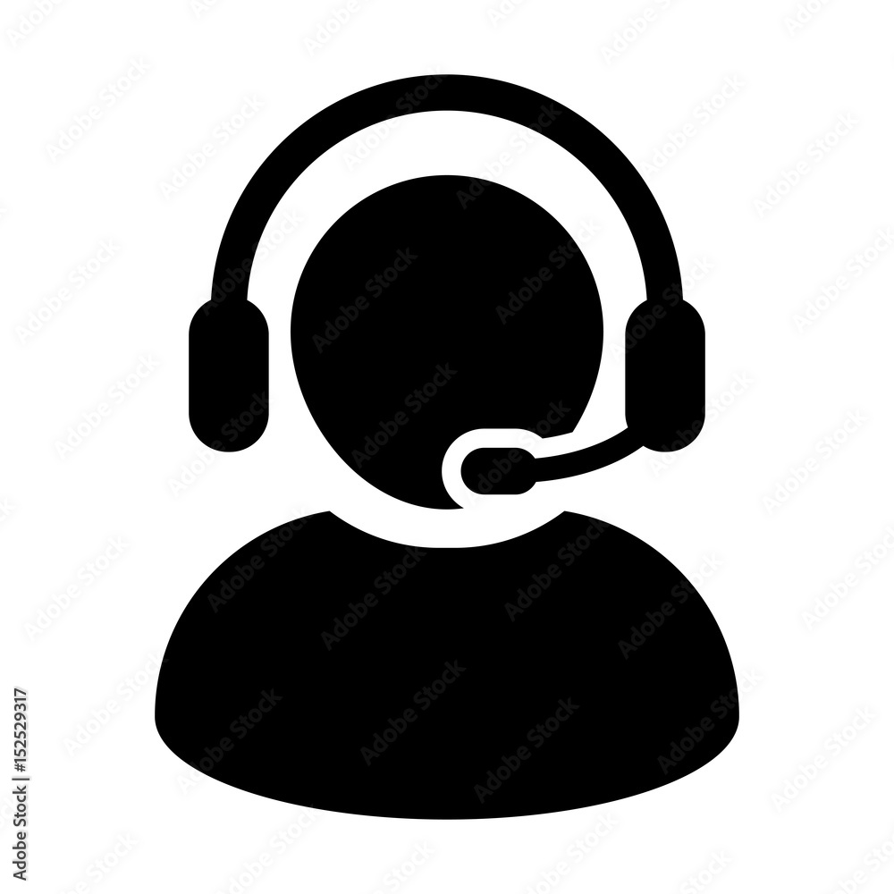 Customer Care Service and Support Icon - Vector Person Avatar with ...