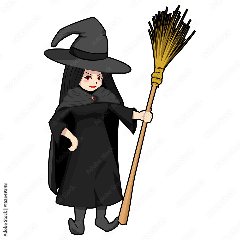 vector illustration of cartoon witch on white background Stock Vector ...