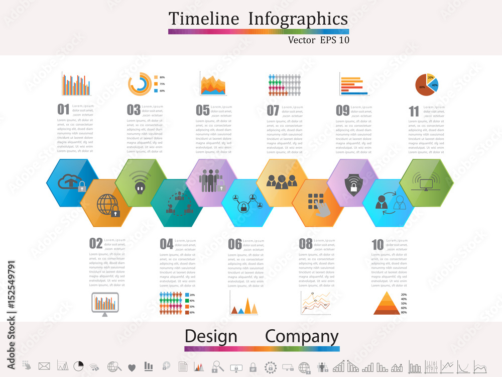 Timeline infographic, business style timeline banner, web design ...