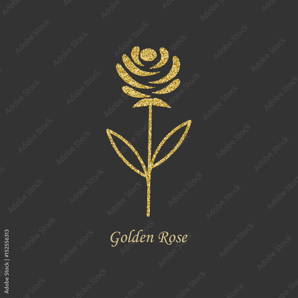 Golden rose vector, flower, logo, sign, symbol, emblem. Vector ...