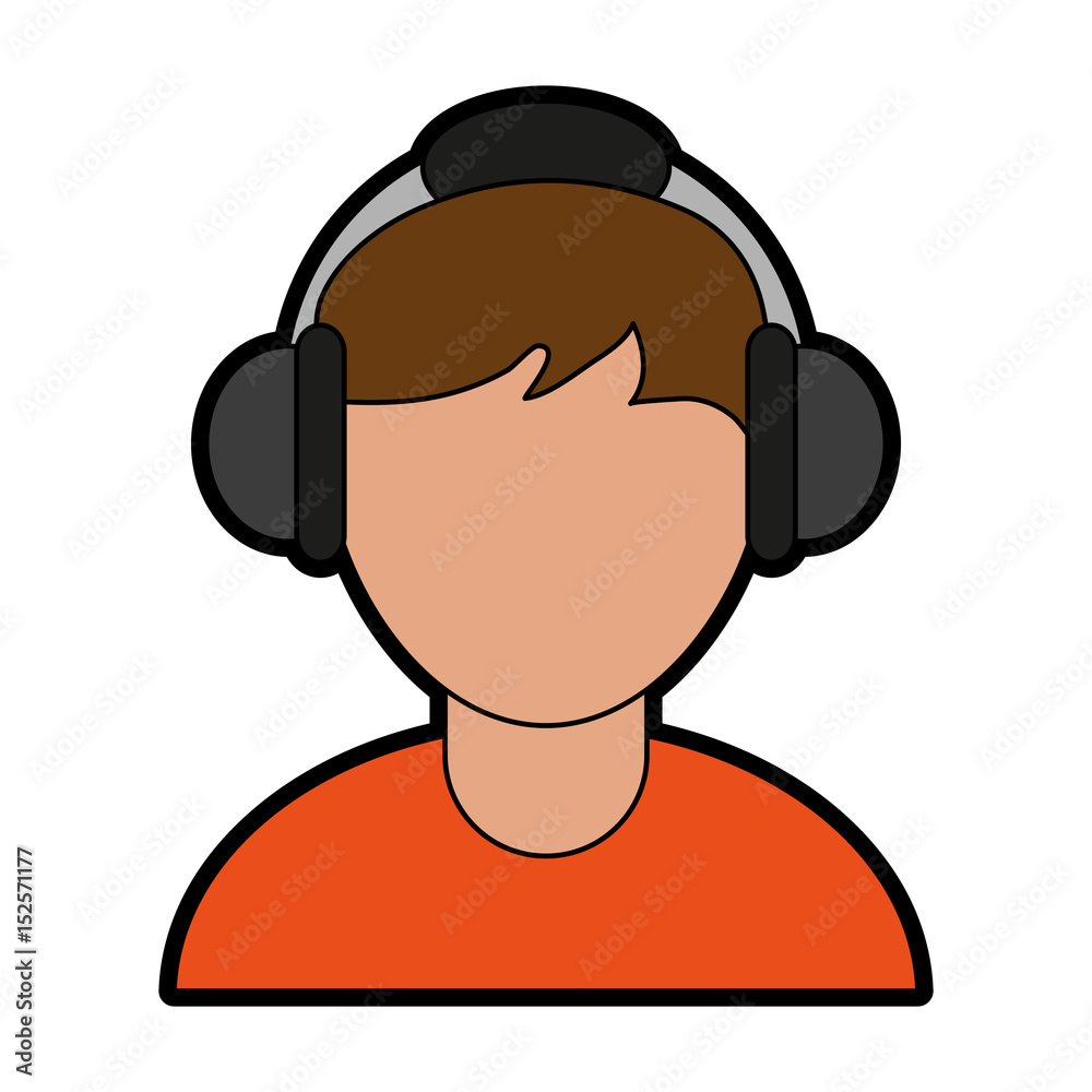person wearing headphones icon image vector illustration design Stock ...