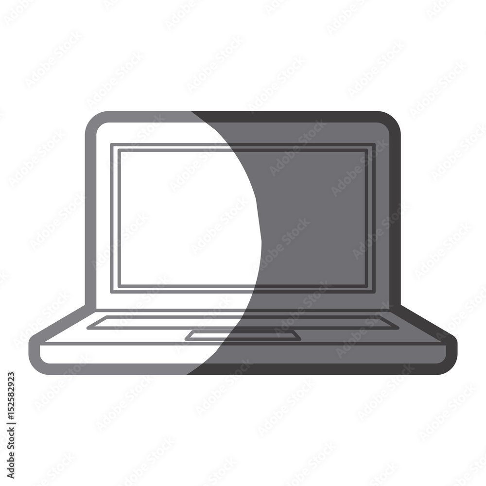 grayscale silhouette of laptop computer vector illustration Stock ...