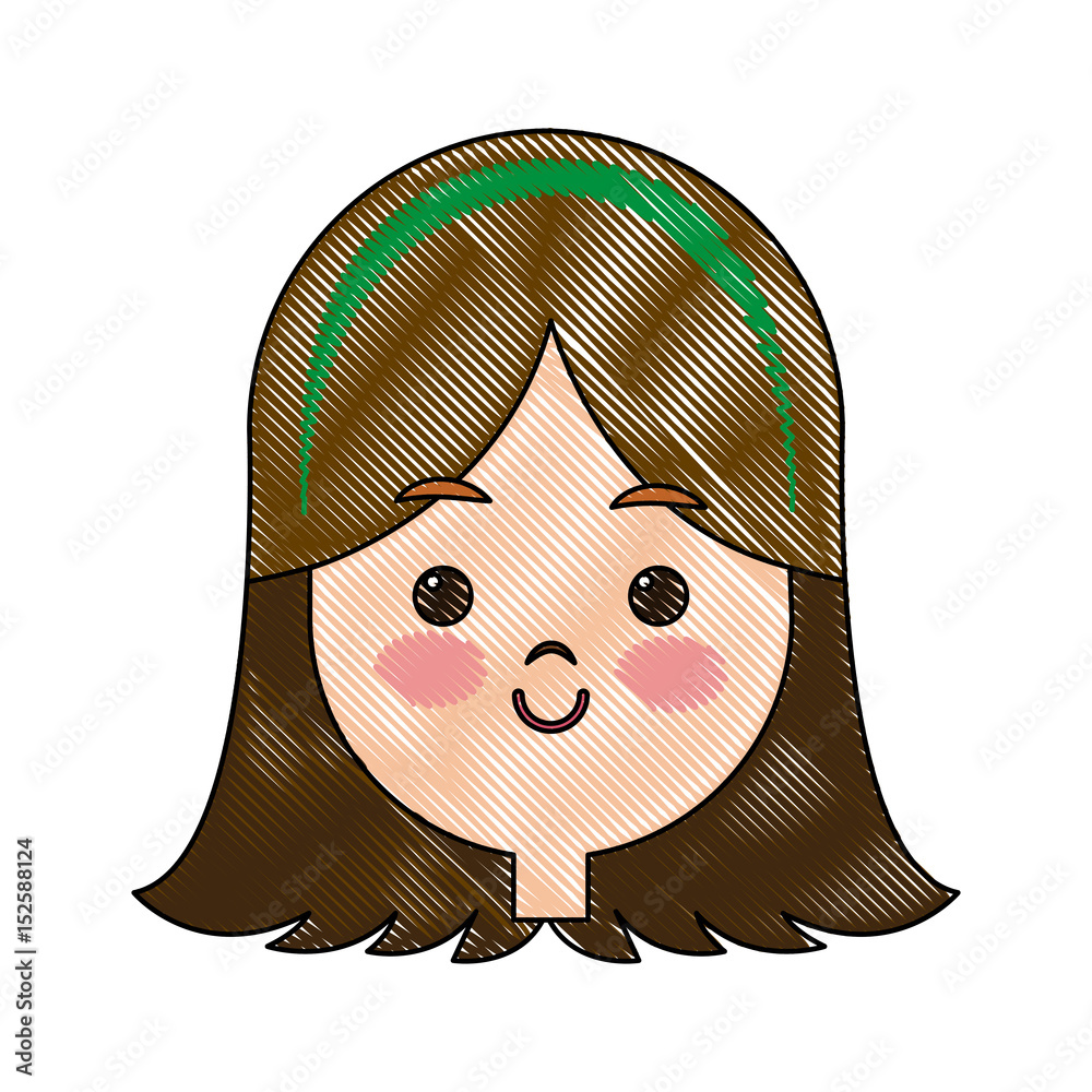 drawing portrait pretty little girl happy vector illustration Stock ...