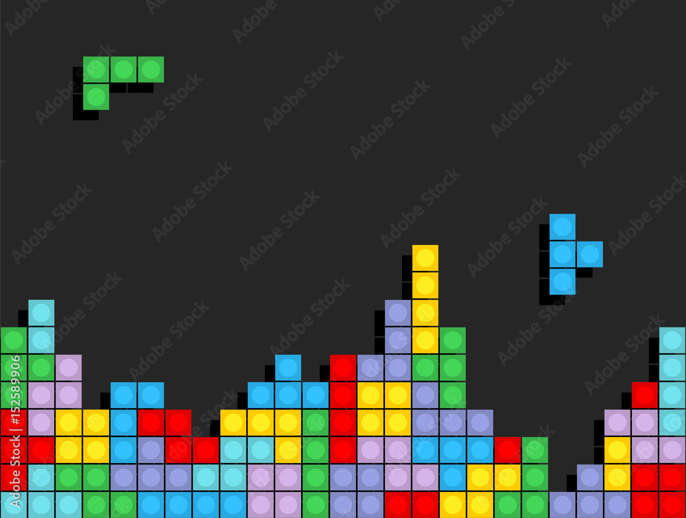 Game Tetris pixel bricks. Colorfull Game background Stock Vector ...