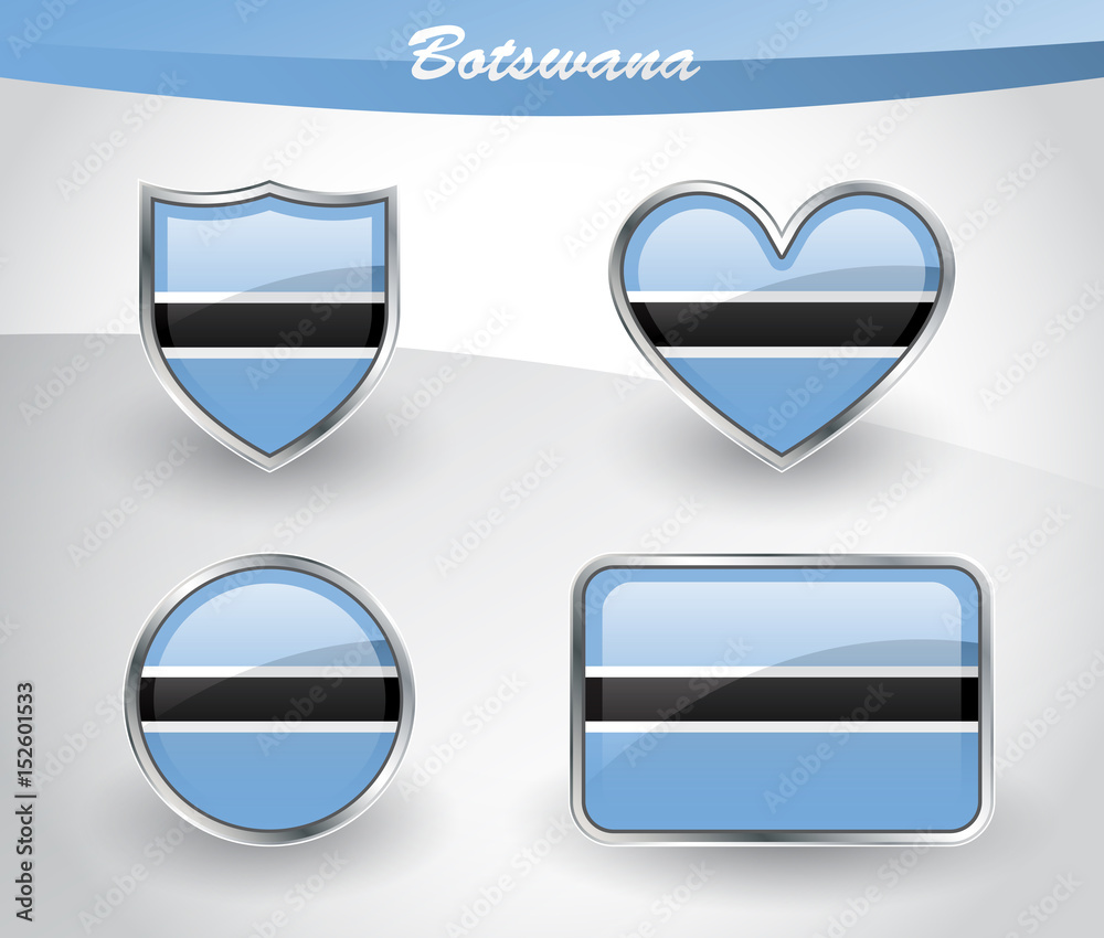 Glossy Botswana flag icon set Stock Vector | Adobe Stock