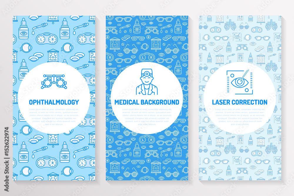 Ophthalmology, medical brochure template, flyer. Eye health care thin ...