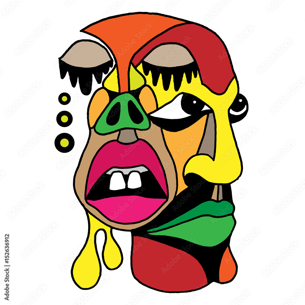 Abstract art of men 2 face colorfull on white background. Stock ...