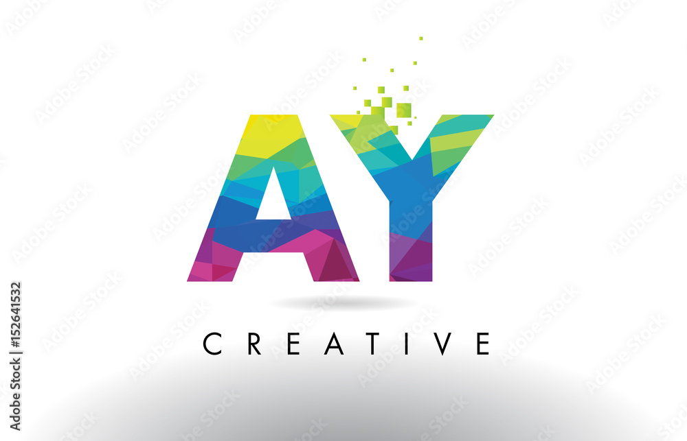 AY A Y Colorful Letter Origami Triangles Design Vector. Stock Vector ...