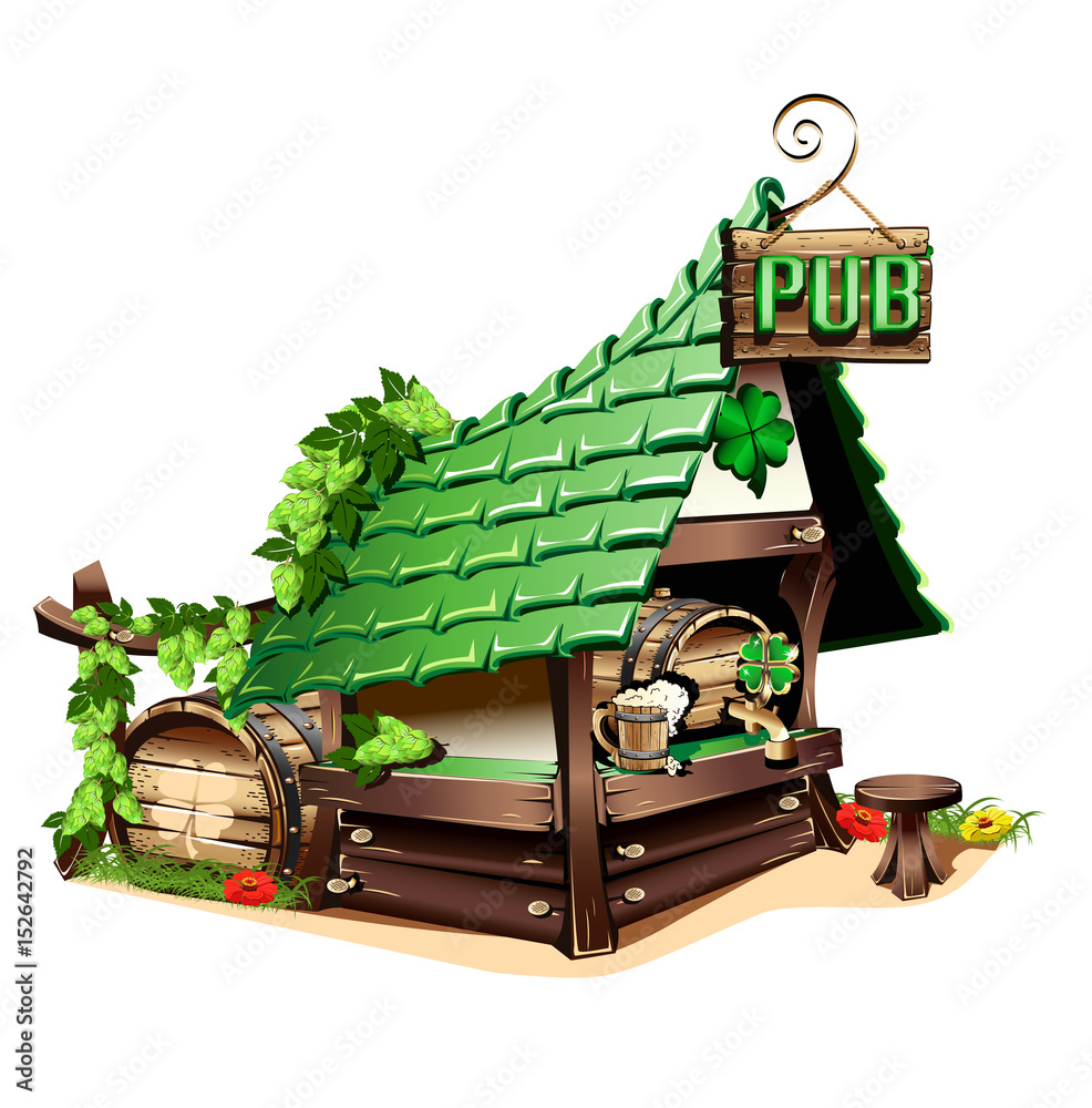Irish pub in cartoon style Stock Vector | Adobe Stock