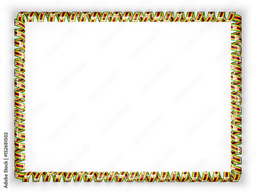 Frame and border of ribbon with the Zimbabwe flag. 3d illustration ...