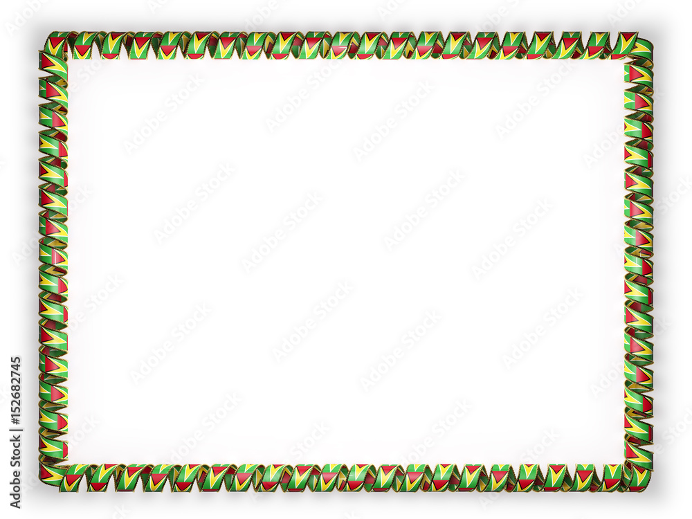 Frame and border of ribbon with the Guyana flag. 3d illustration Stock Illustration | Adobe Stock