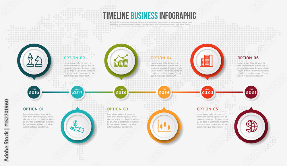 Vector infographics timeline design template with 3D paper label ...