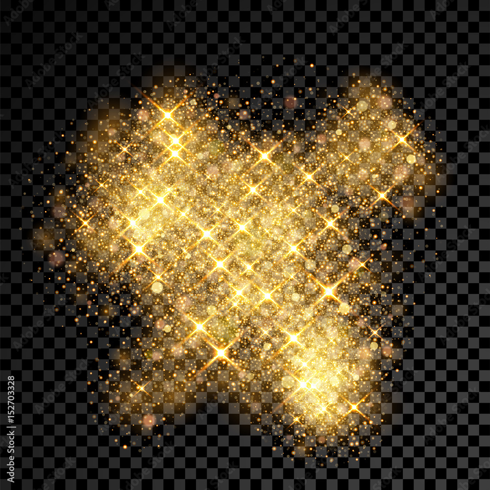 Gold glitter spray effect of sparkling particles on vector transparent ...