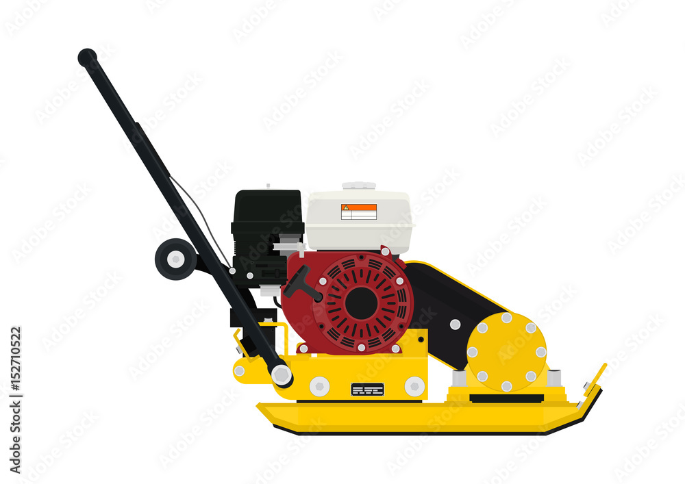 Plate compactor. Side view. Flat vector. Stock Vector | Adobe Stock