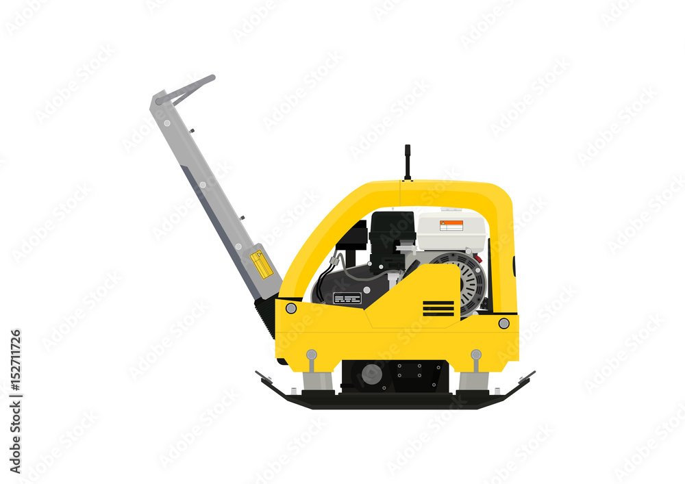 Plate compactor. Side view. Flat vector. Stock Vector | Adobe Stock