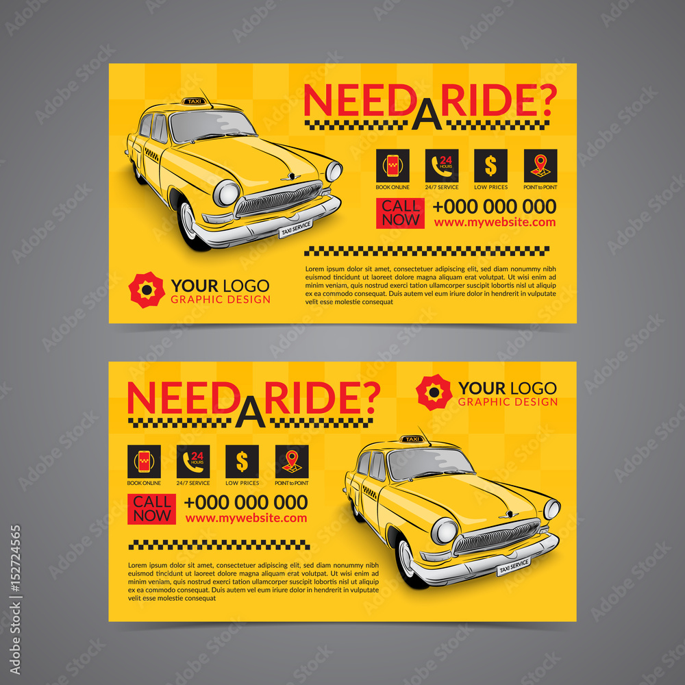 Taxi pickup service business card layout template. Create your own ...