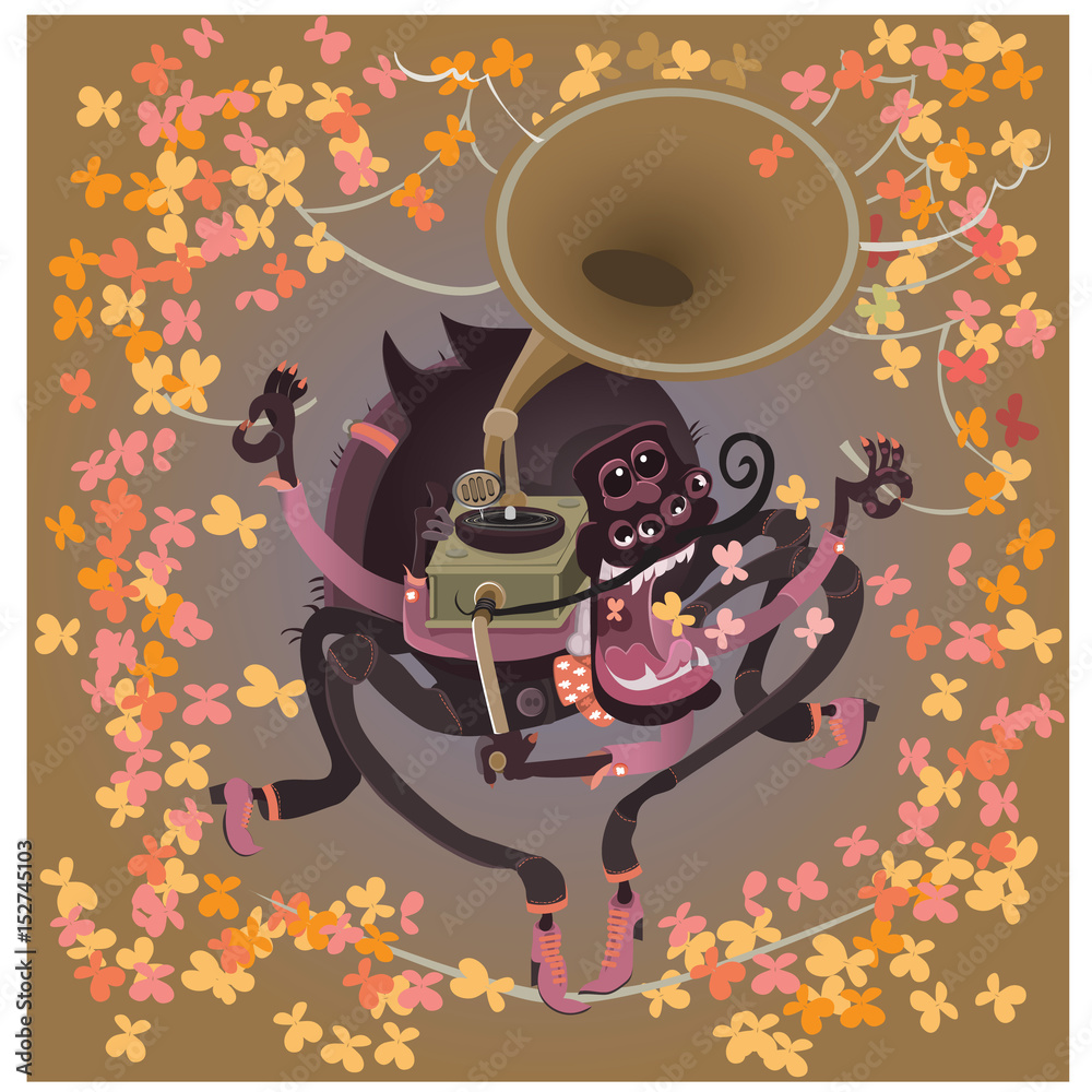 Cartoon spider with nature background Stock Vector | Adobe Stock