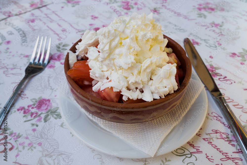 Shopski salad is a serbian variation of well-known Greek salad Stock ...