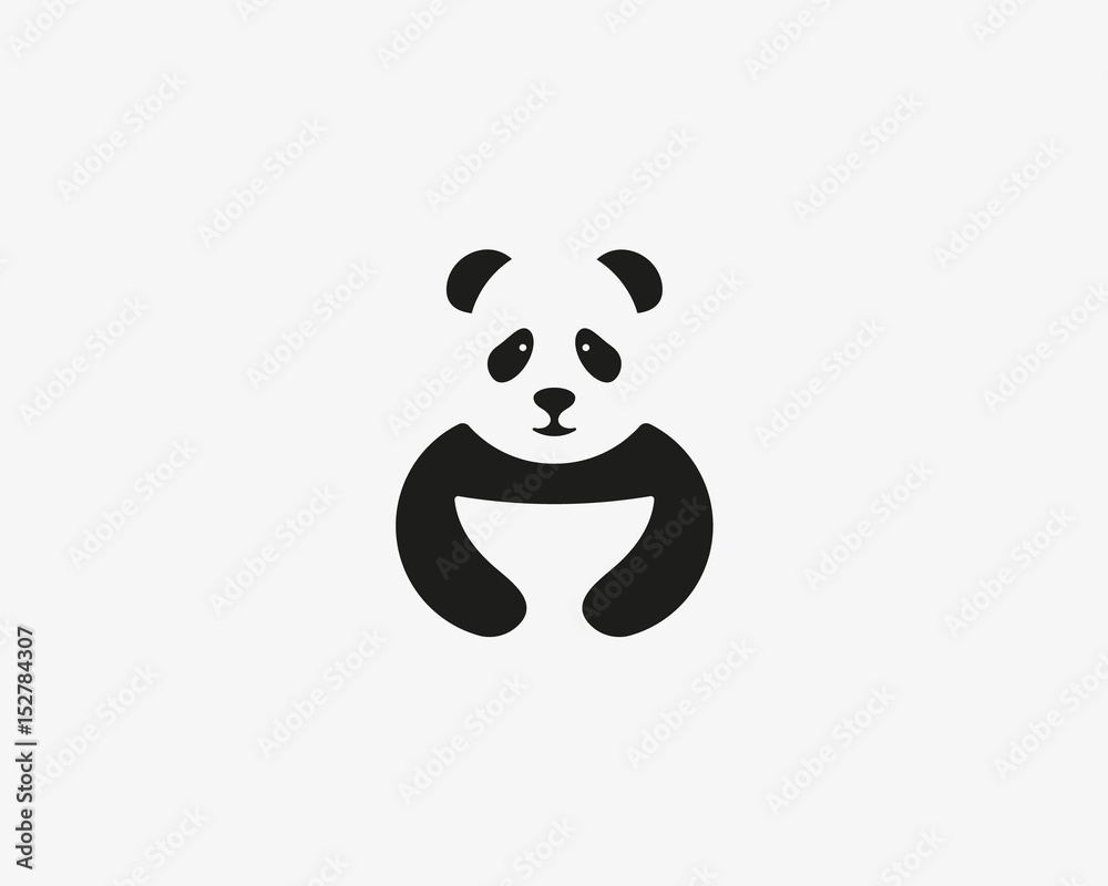 Panda logo symbol design. Asian food vector icon logotype. Wok negative ...