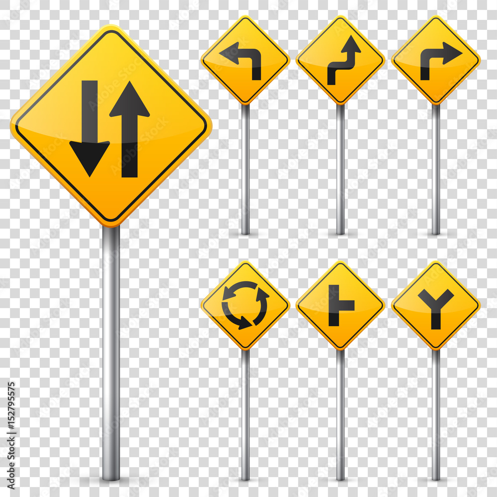 Vecteur Stock Road signs collection isolated on white background. Road ...