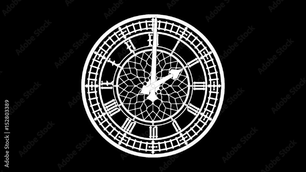 Motion background with spinning clock 12 hour seamless loop. (Full-HD ...