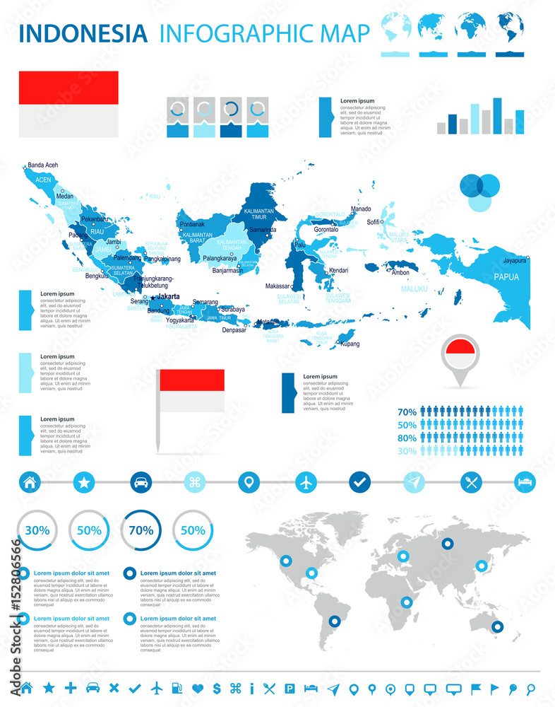 Indonesia - map and flag - infographic illustration Stock Vector ...