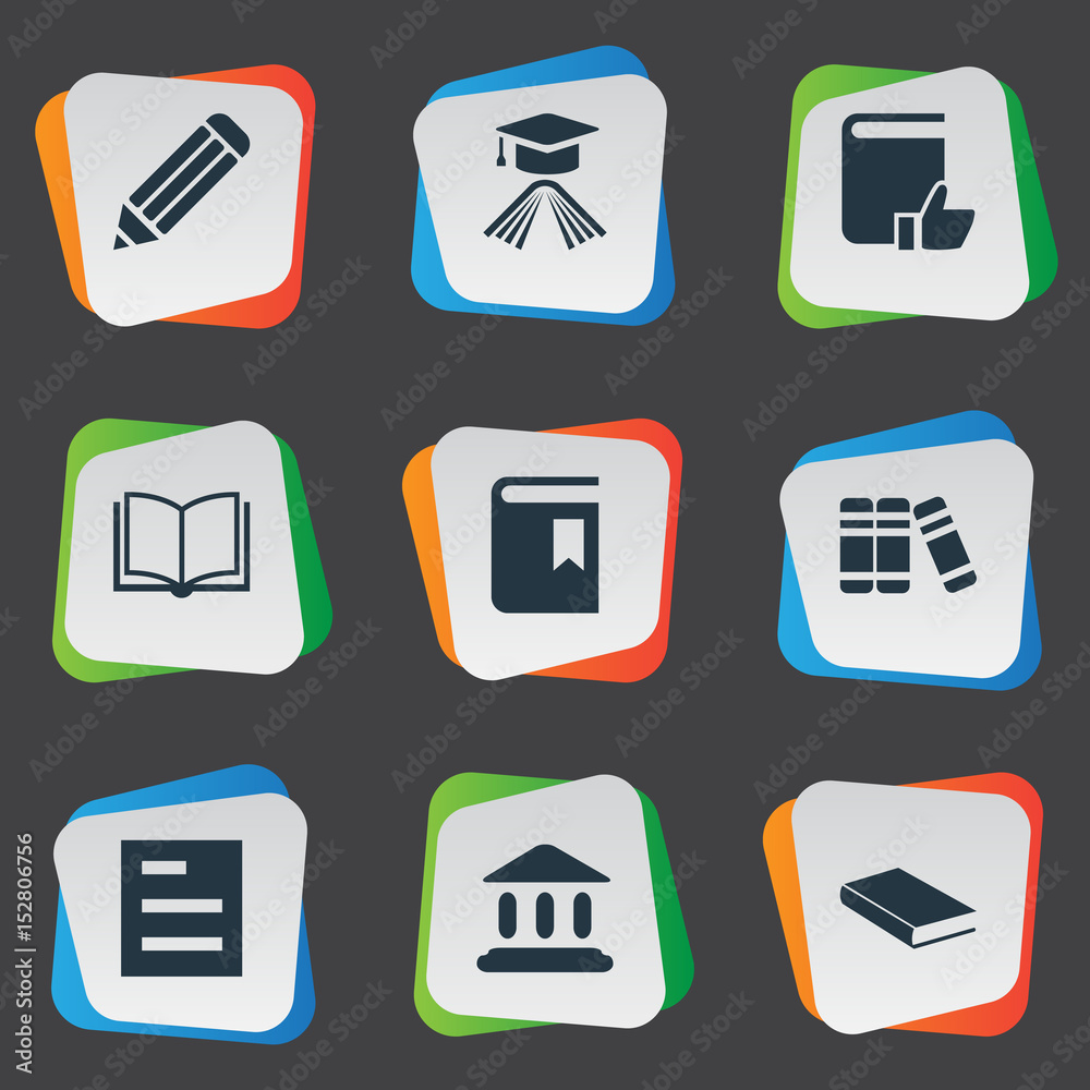 Vector Illustration Set Of Simple Reading Icons. Elements Book Cover ...