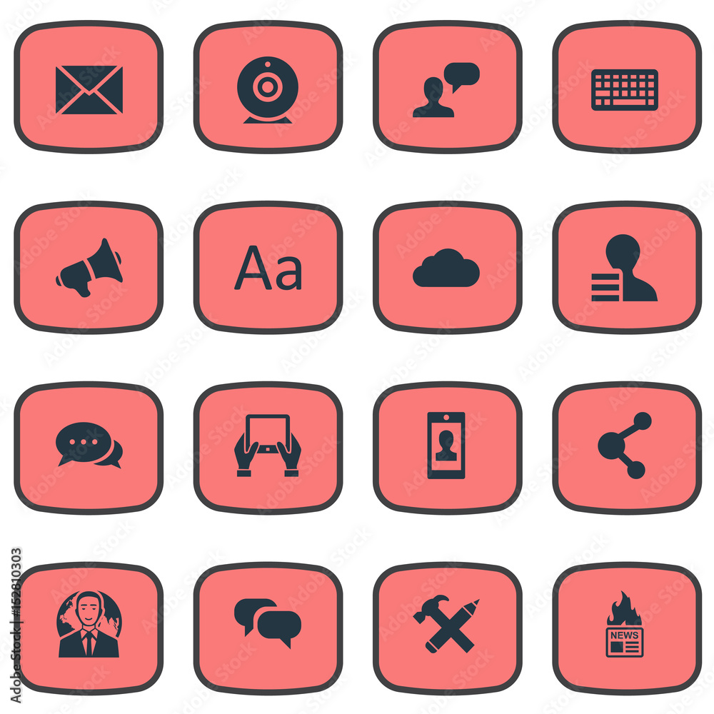 Vector Illustration Set Of Simple Newspaper Icons. Elements Profile ...