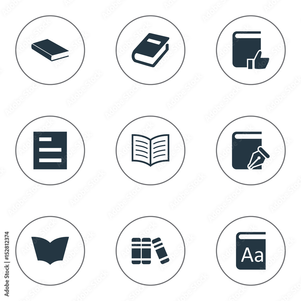 Vector Illustration Set Of Simple Education Icons. Elements Tasklist, Bookshelf, Notebook And ...