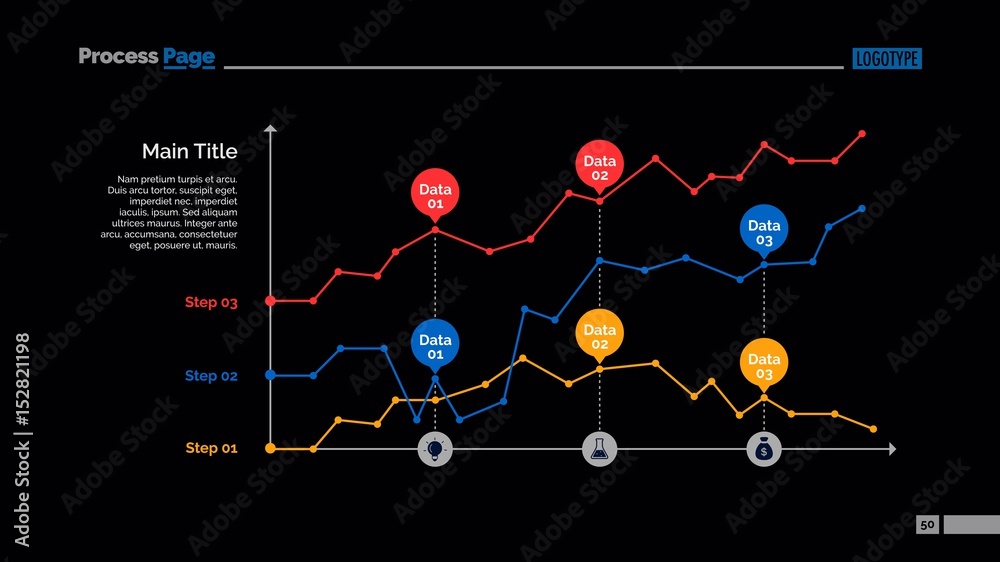 Three Point Charts Slide Template Stock Vector | Adobe Stock