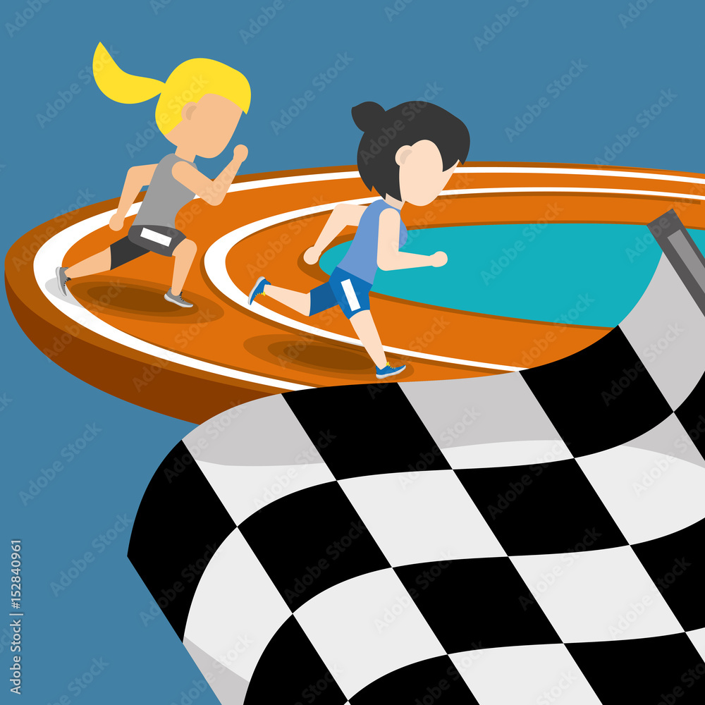 athletes running in competition championship around track, vector ...