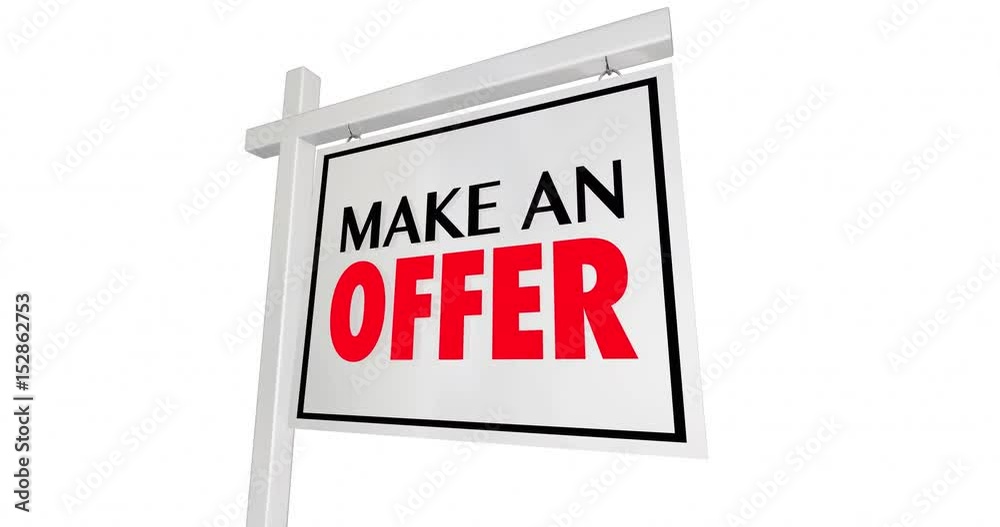 Make an Offer Home for Sale House Sign 3d Animation Stock Video | Adobe ...