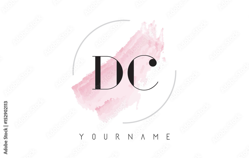 DC D C Watercolor Letter Logo Design with Circular Brush Pattern. Stock ...