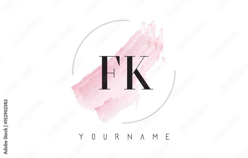 FK F K Watercolor Letter Logo Design with Circular Brush Pattern. Stock ...