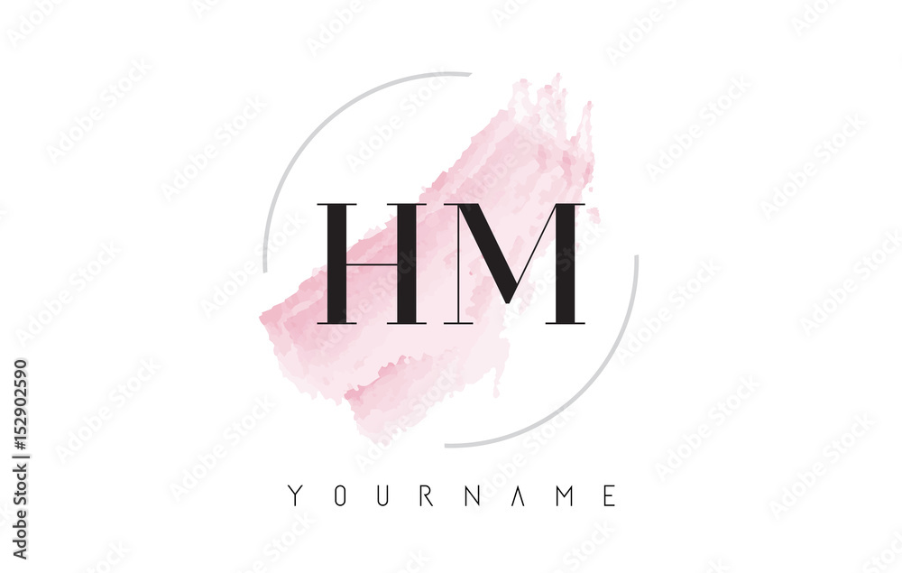 HM H M Watercolor Letter Logo Design with Circular Brush Pattern. Stock ...