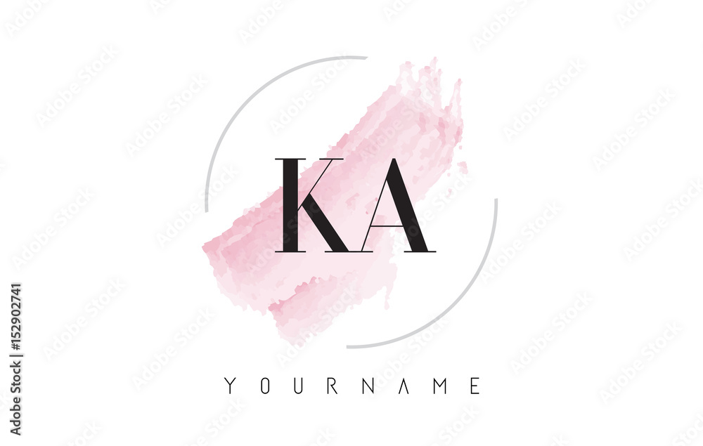 KA K A Watercolor Letter Logo Design with Circular Brush Pattern. Stock ...
