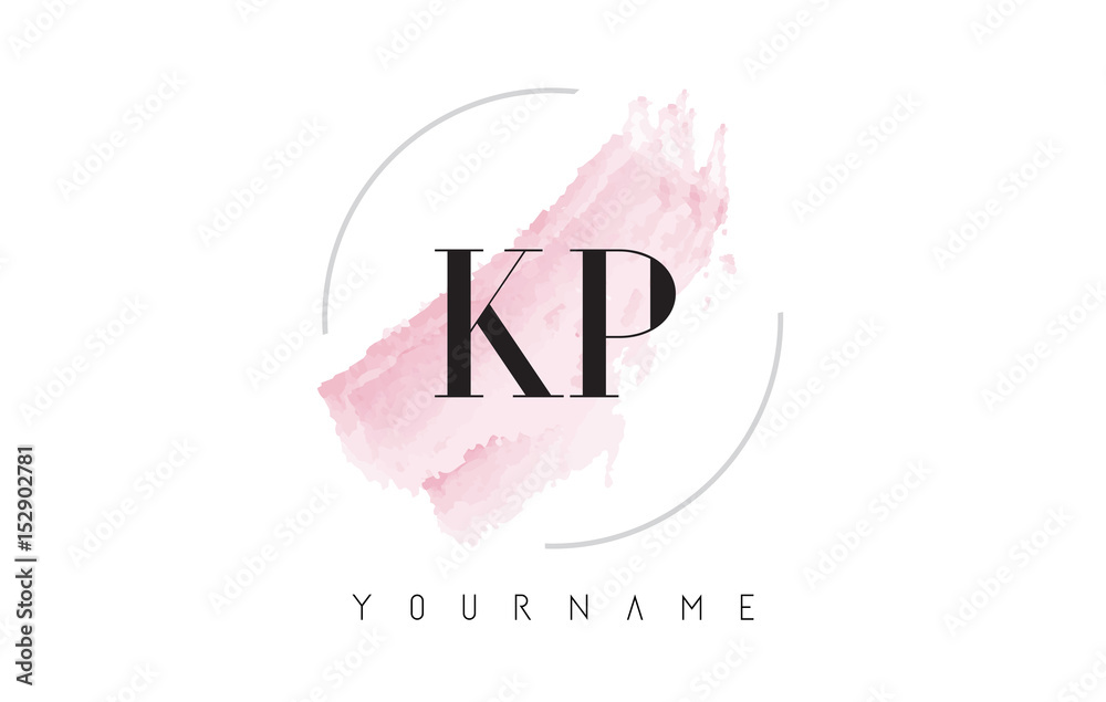 KP K P Watercolor Letter Logo Design with Circular Brush Pattern. Stock ...