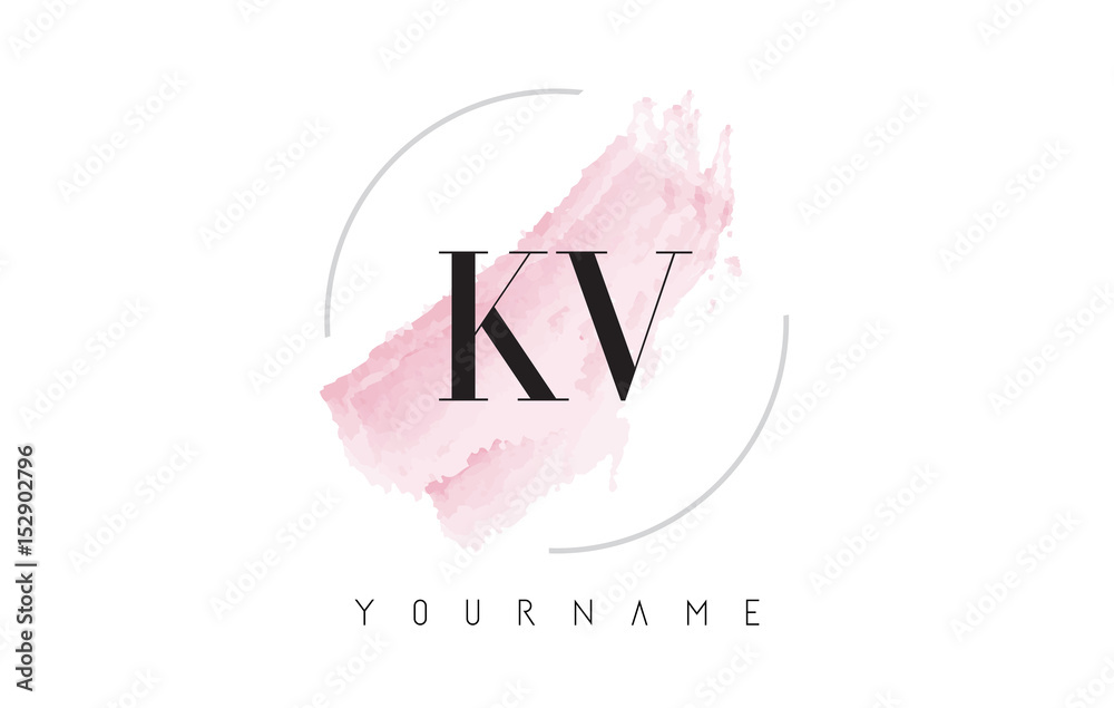 KV K V Watercolor Letter Logo Design with Circular Brush Pattern. Stock ...