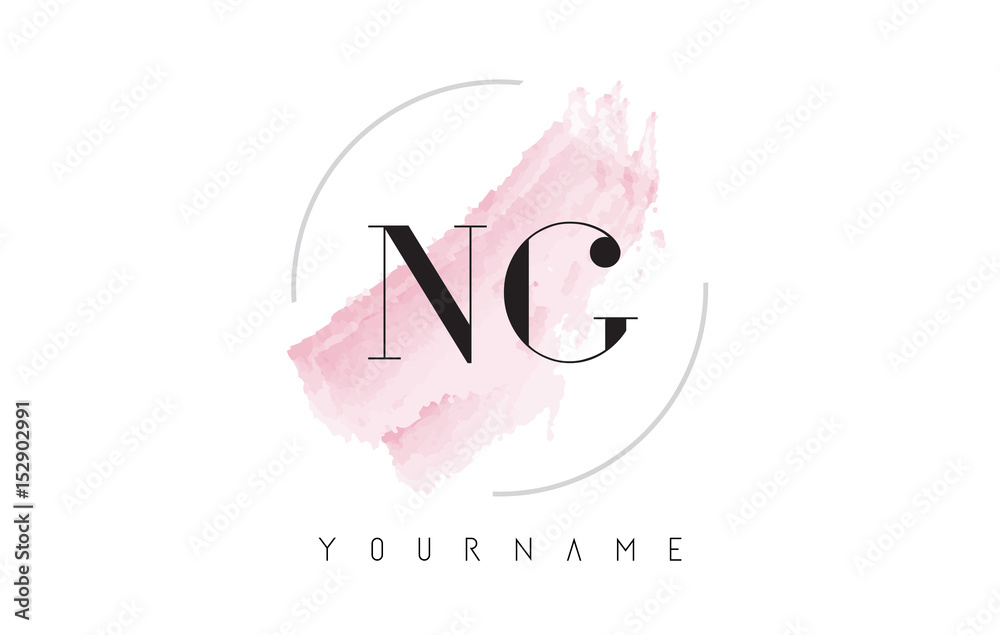 NG N G Watercolor Letter Logo Design with Circular Brush Pattern. Stock ...