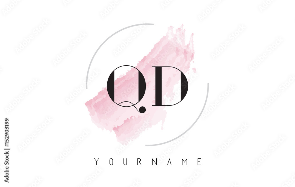 QD Q D Watercolor Letter Logo Design with Circular Brush Pattern. Stock ...