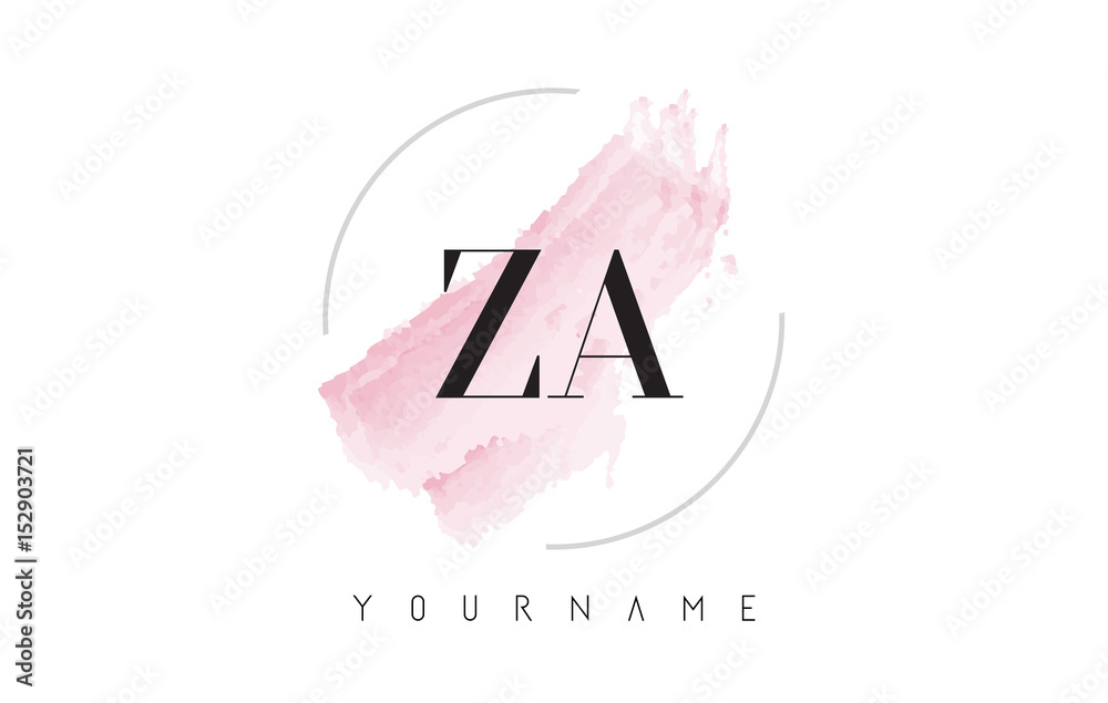 ZA Z A Watercolor Letter Logo Design with Circular Brush Pattern. Stock ...