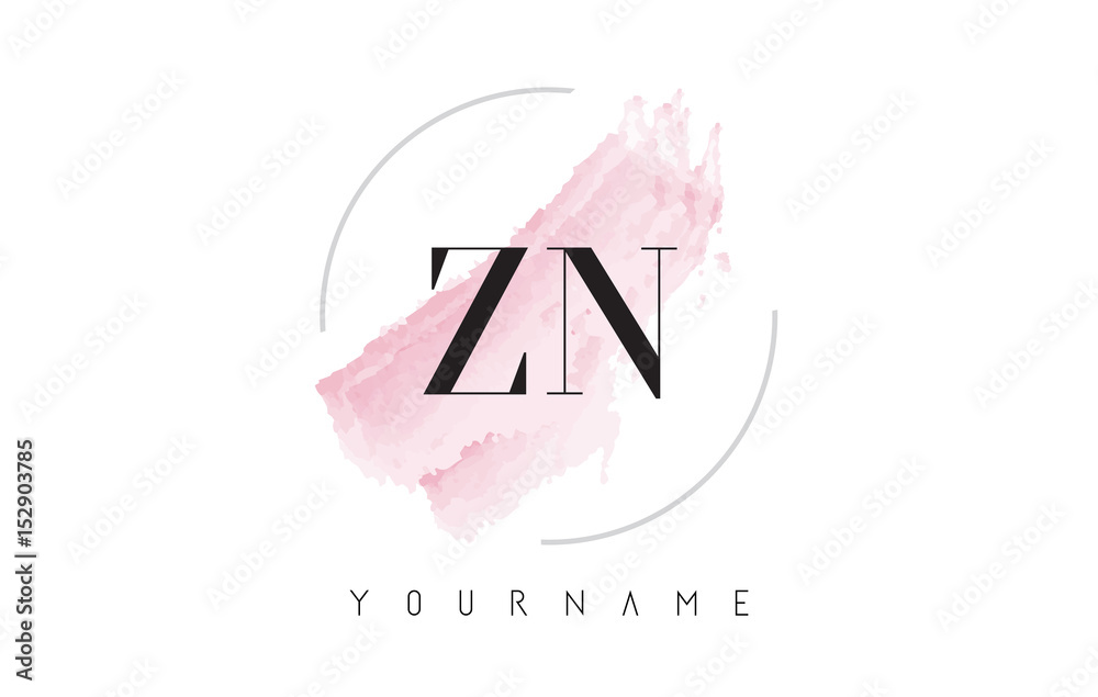 ZN Z N Watercolor Letter Logo Design with Circular Brush Pattern. Stock ...