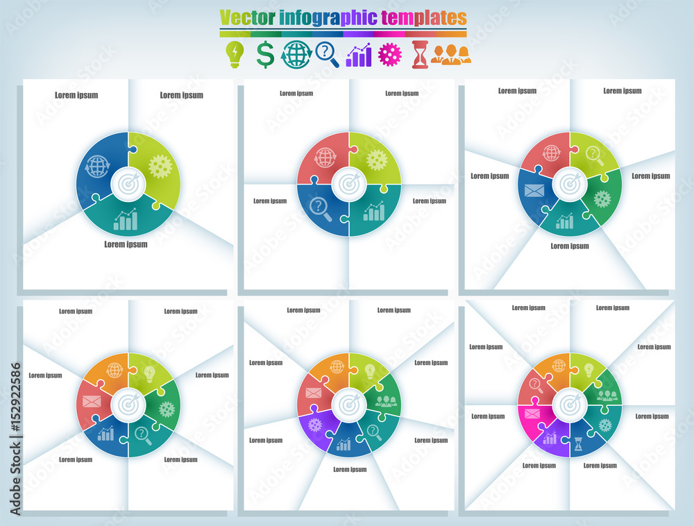 Set of infographic template sheets same style with place for ...