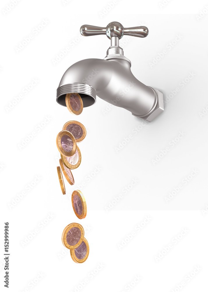 Coins drop from the tap Stock Illustration | Adobe Stock