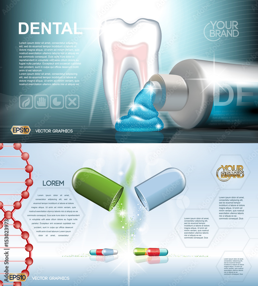 Digital vector blue medicine toothpaste infographics of oral hygiene ...