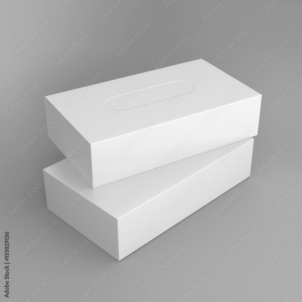 White blank tissue box on grey background for print design and mock up ...