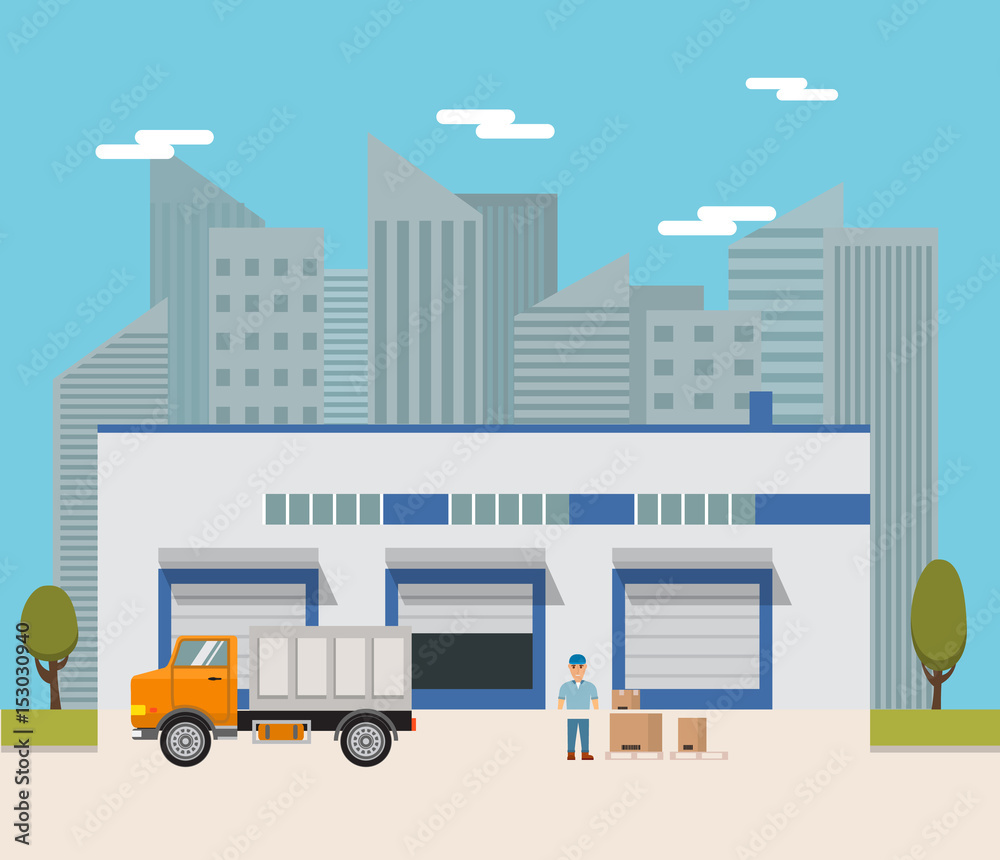 Warehouse Building Vector